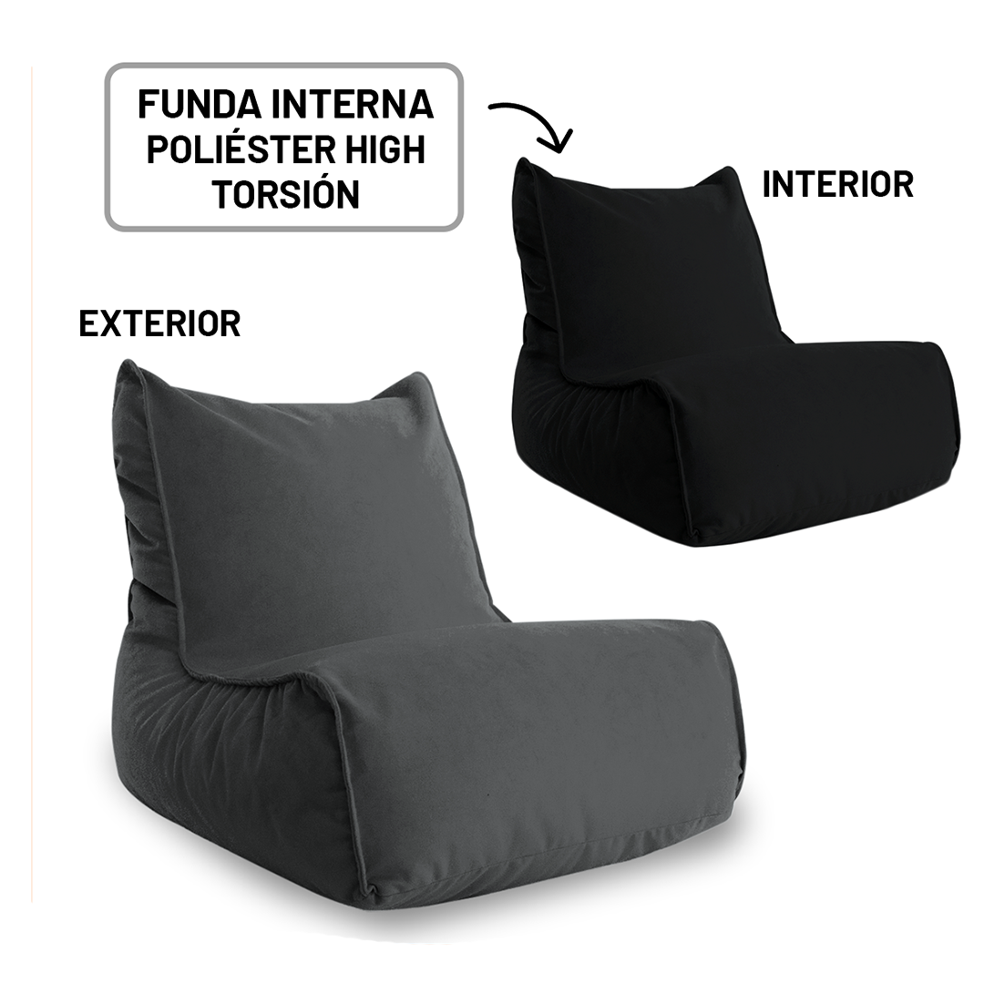 Puff Relax Lona Beige Con Rellno - Decopouf